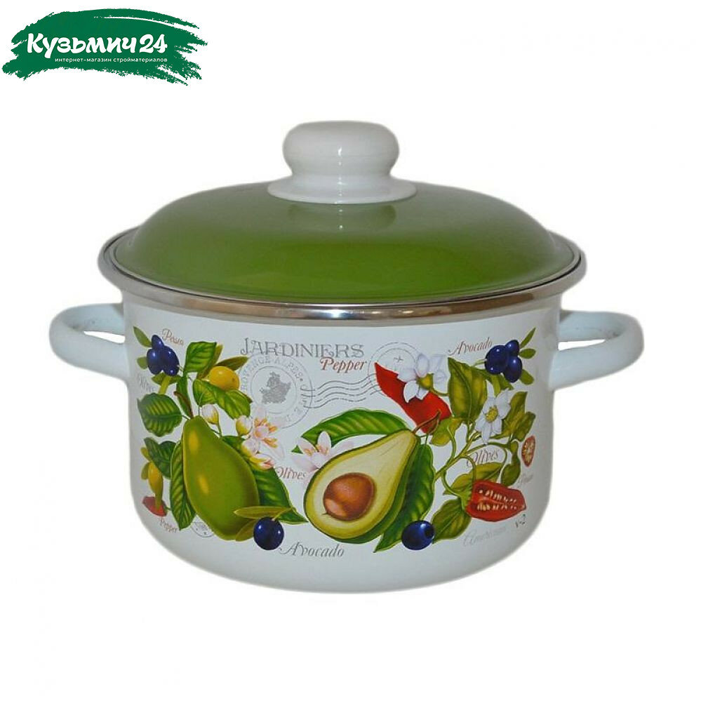 Кастрюля эмалированная СтальЭмаль Авокадо 2 л