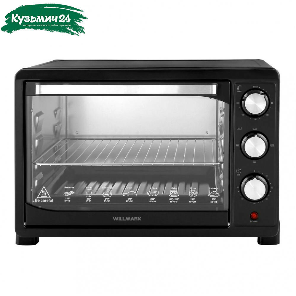 Мини печь электрическая Willmark WO-392B, 30 литров, 1500 Вт, черная