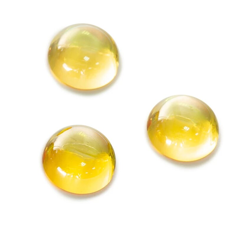 Круглый золотистый желтый кабошон 4-8 мм, синтетический фианит, циркон