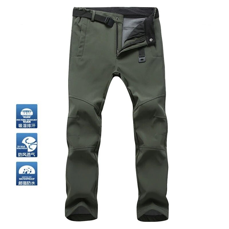 Мужские зимние софтшелл брюки gfabc с флисовой подкладкой 4XL, army green