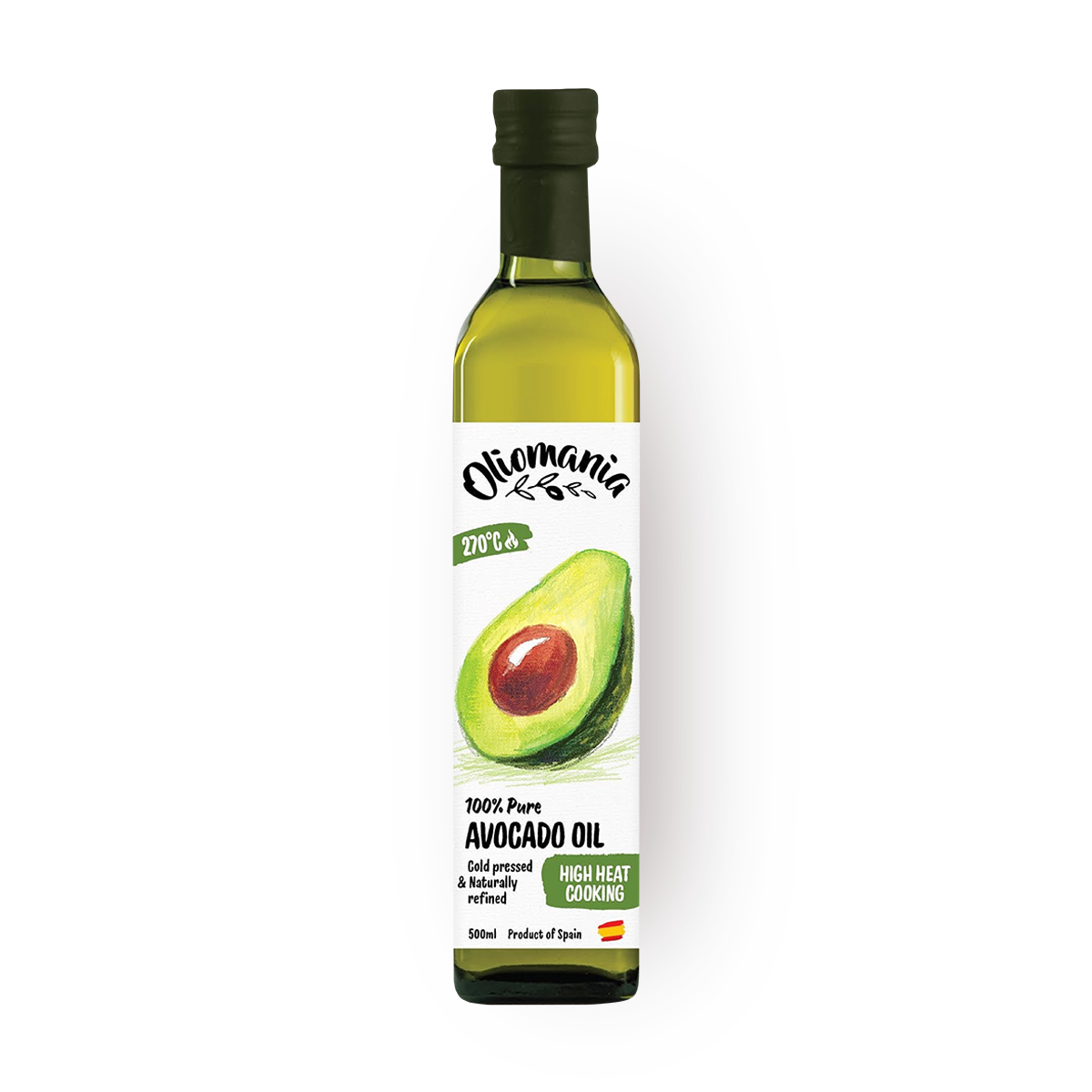 Масло Oliomania, авокадо, рафинированное, стеклянная бутылка, 0,5 л