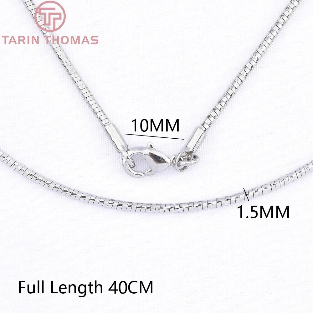 Цепочка для ожерелья TARIN THOMAS, 40см, 1.5мм, 10мм, 6354-Platinum Color