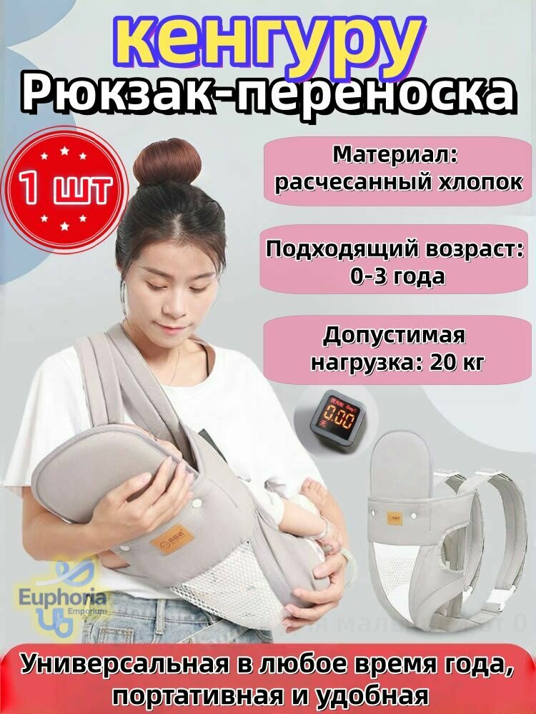 Кенгуру 4 в 1 для новорожденных от 0 месяцев . Слинг-переноска для малышей , Рюкзак-переноска детский эргономичный