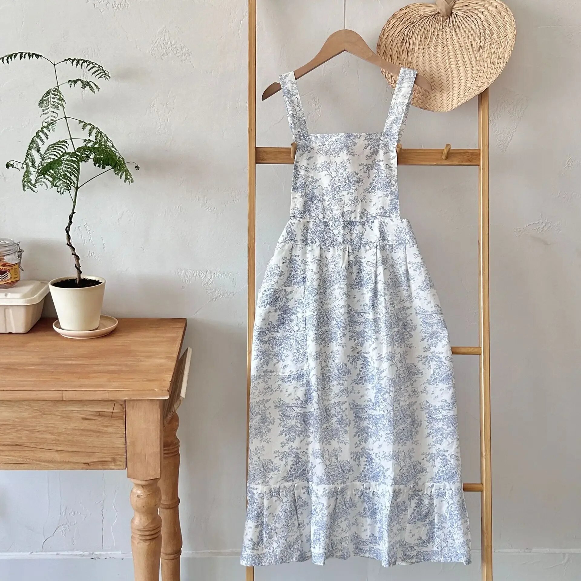 Водонепроницаемый льняной фартук с рюшами и карманами