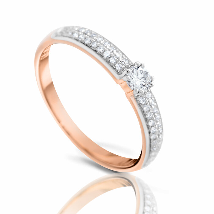 Кольцо помолвочное, красное золото, 585 проба, бриллиант