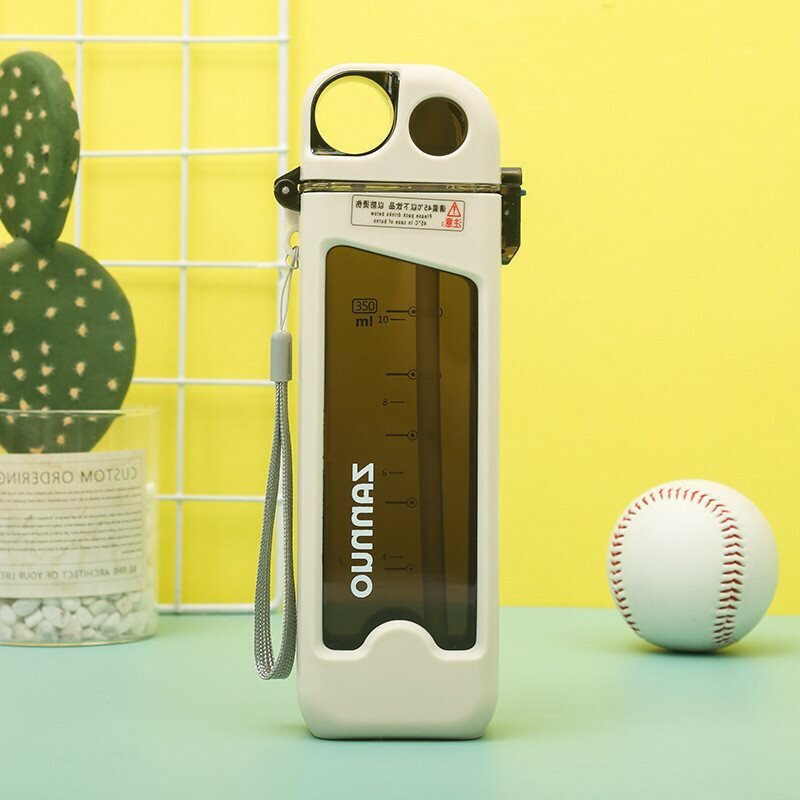 Персонализированный пластиковый стакан, портативный стакан, креативный простой квадратный стакан с крышкой, модный плоский спортивный стакан с трубочкой