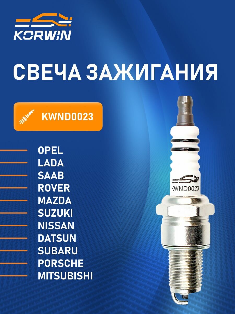 Свеча зажигания KORWIN KWND0023 (аналог BPR6ES) Nickel
