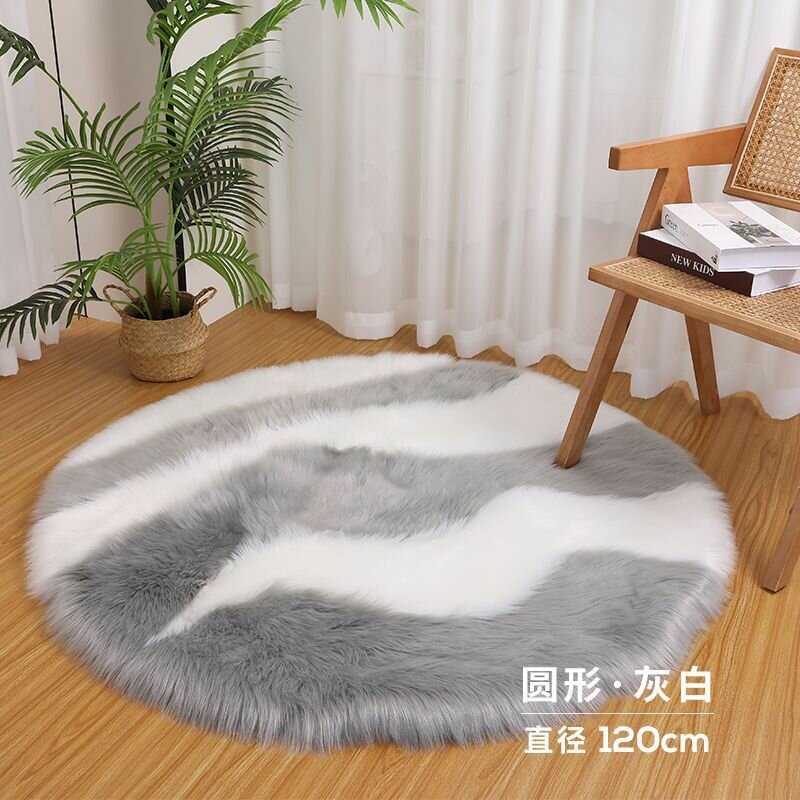 [2025] Ковер из искусственной шерсти в скандинавском стиле, утолщенный прикроватный коврик для спальни, плюшевый ковер для изножья кровати, плюшевый напольный коврик для дивана, подушка для эркера.