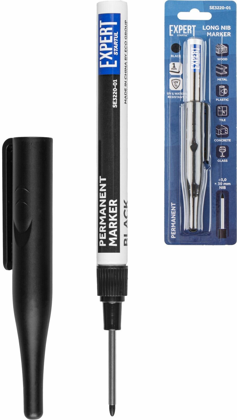 Маркер перманентный EXPERT STARTUL, с удлиненным тонким наконечником, черный (SE3220-01)