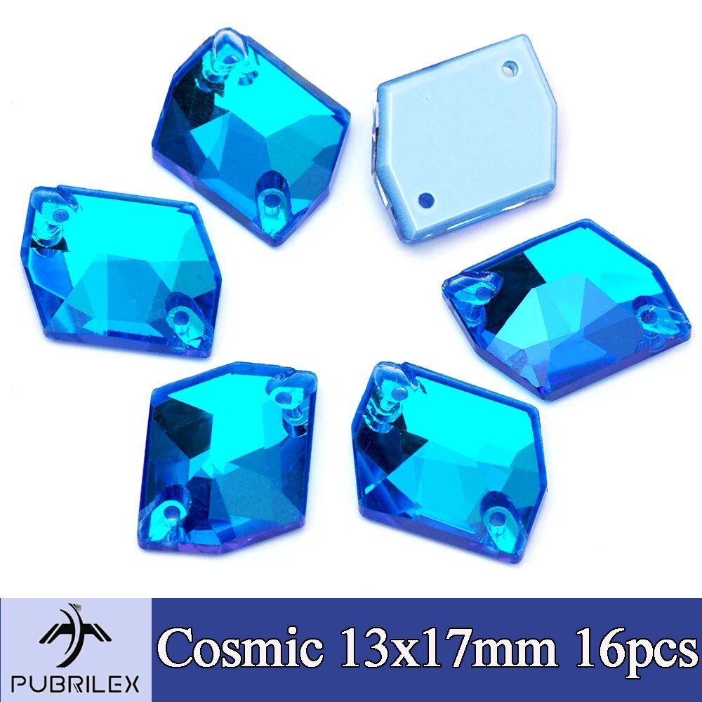 Стразы Pubrilex Cosmic Blue 13x17 мм 16 шт