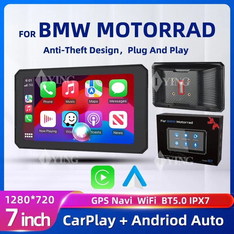 IYING Carplay для BMW MotoradM1000 R1200GS R1250GS S1000XR R1300GS 7-дюймовый портативный мотоциклетный навигатор CarPlay Android Auto