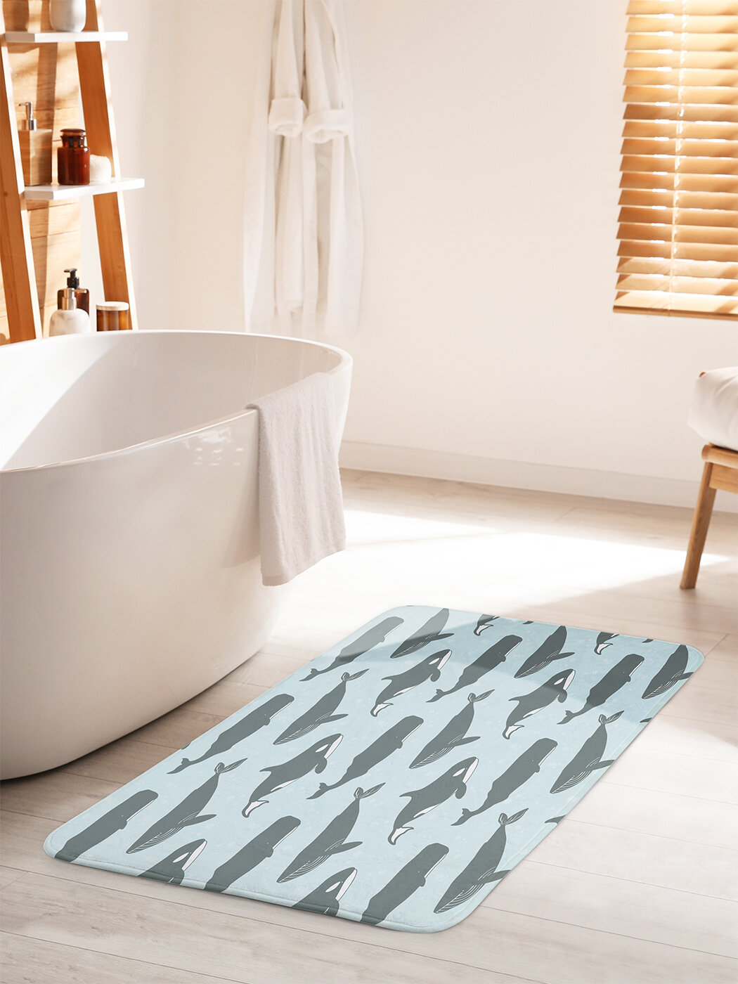 Коврик для ванной комнаты и туалета противоскользящий "Кит, касатка, кашалот" 60х100 см, JoyArty