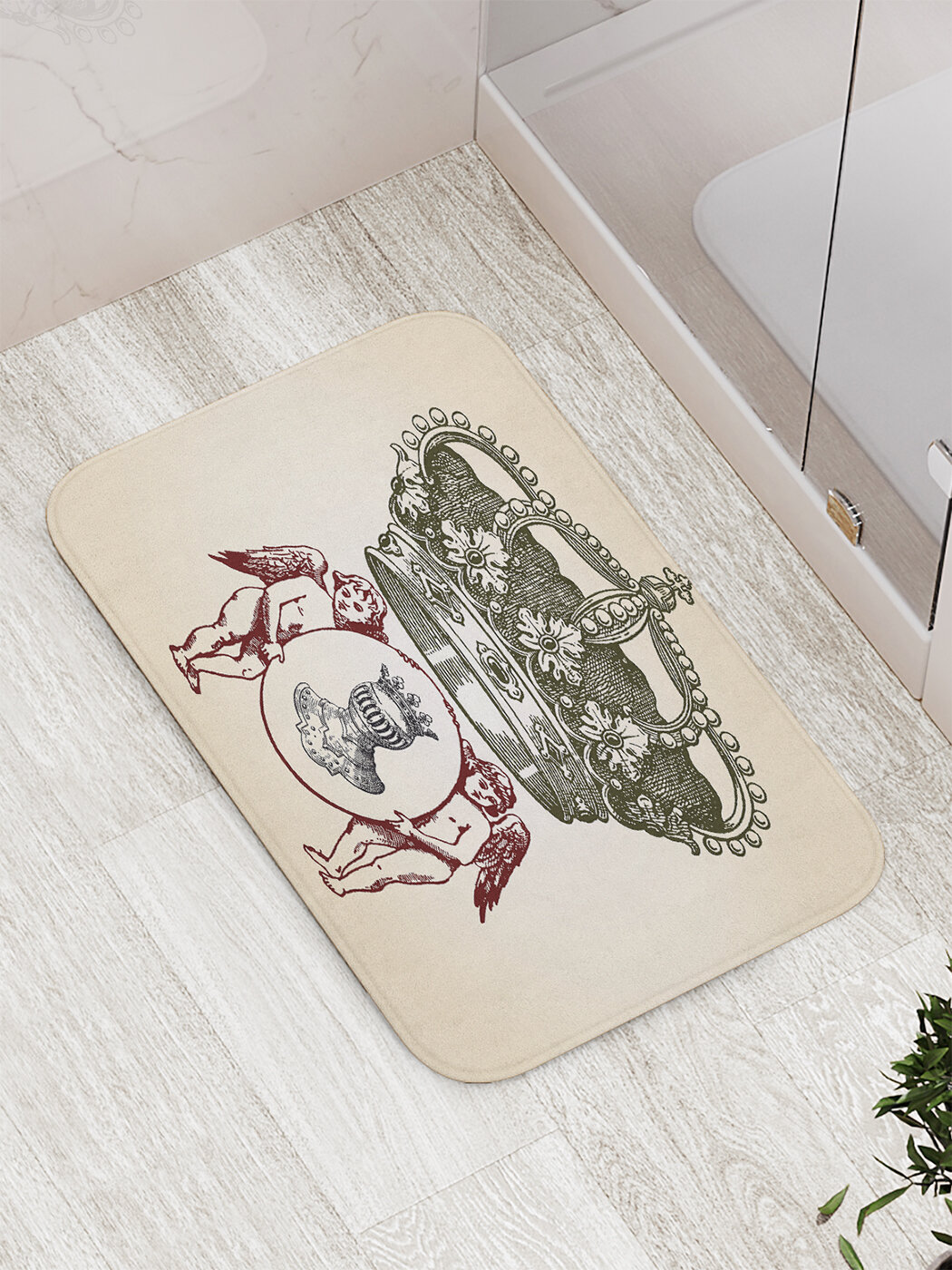 Коврик для ванной комнаты, туалета "Рыцарские ангелы" противоскользящий, 52х77 см, JoyArty