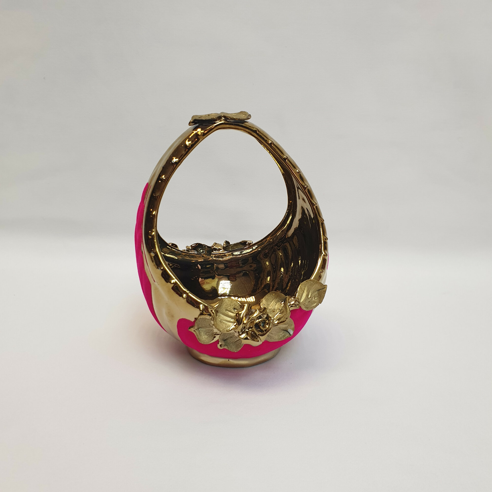 Ваза Феодосийский з-д Майолики, керамика позолота флок 19 см, скол, винтаж СССР