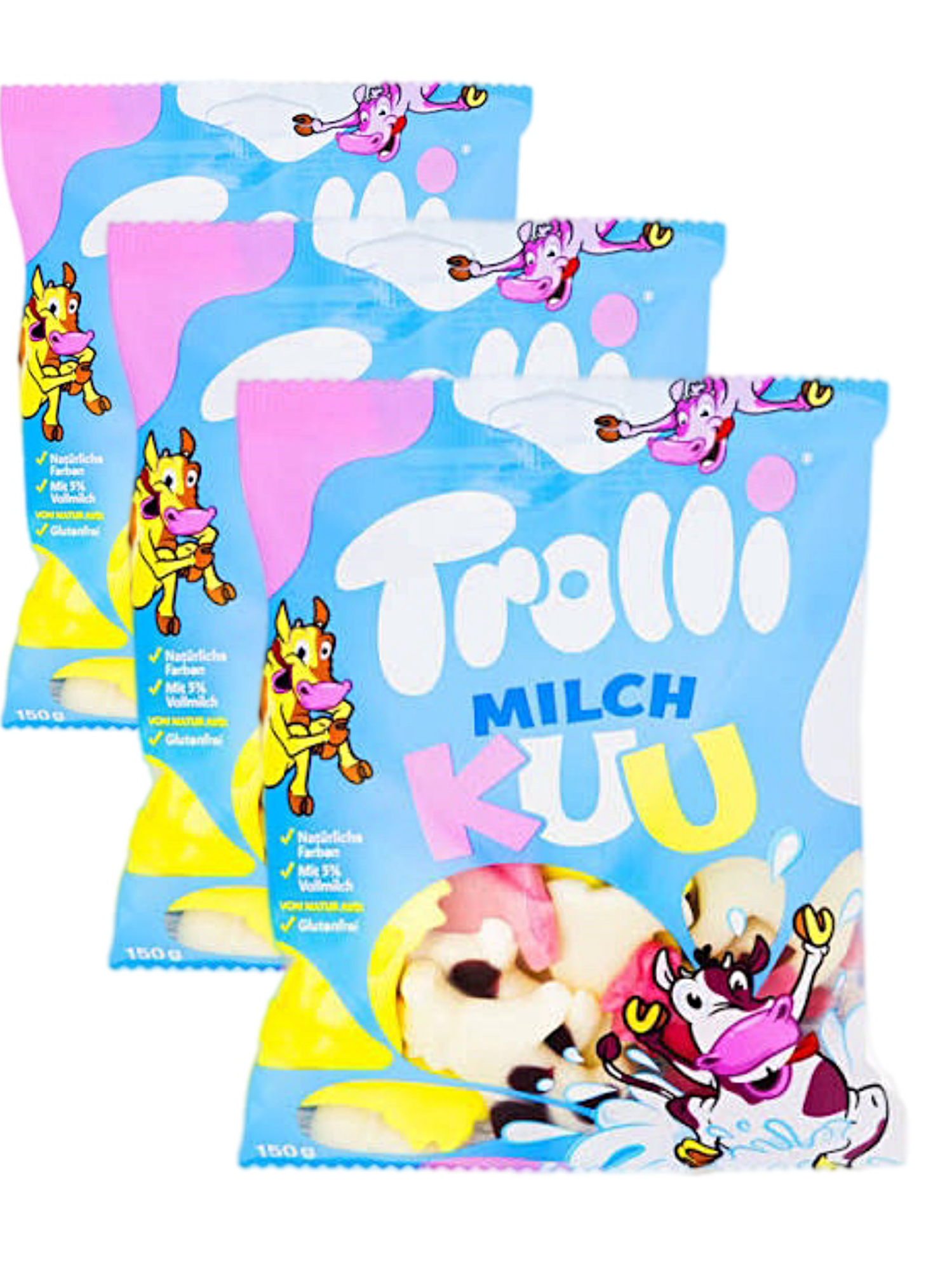 Мармелад жевательный Trolli Milch Koo дойные коровы, 150 гр х 3 шт (Германия)