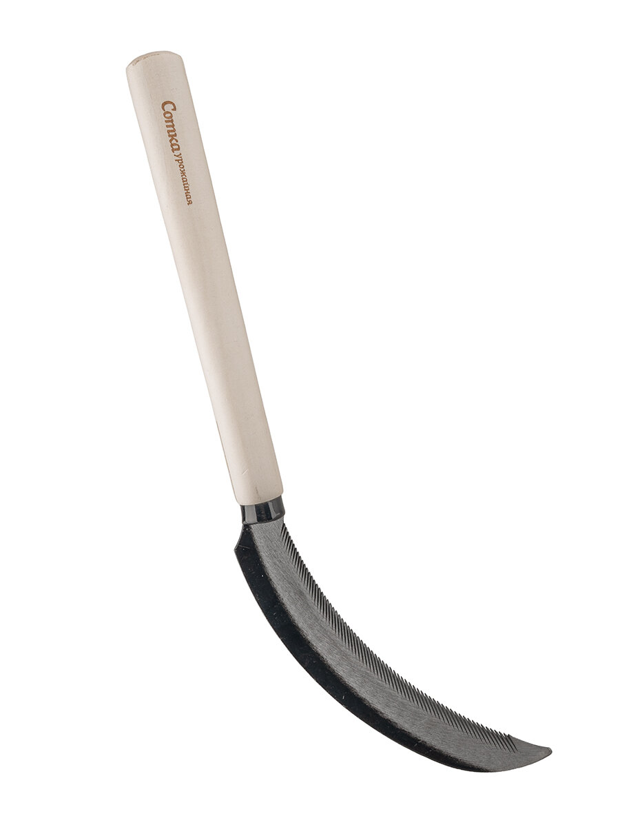 Коса-серпан "Урожайная сотка" 80031, с деревянной ручкой, длина 35 см.