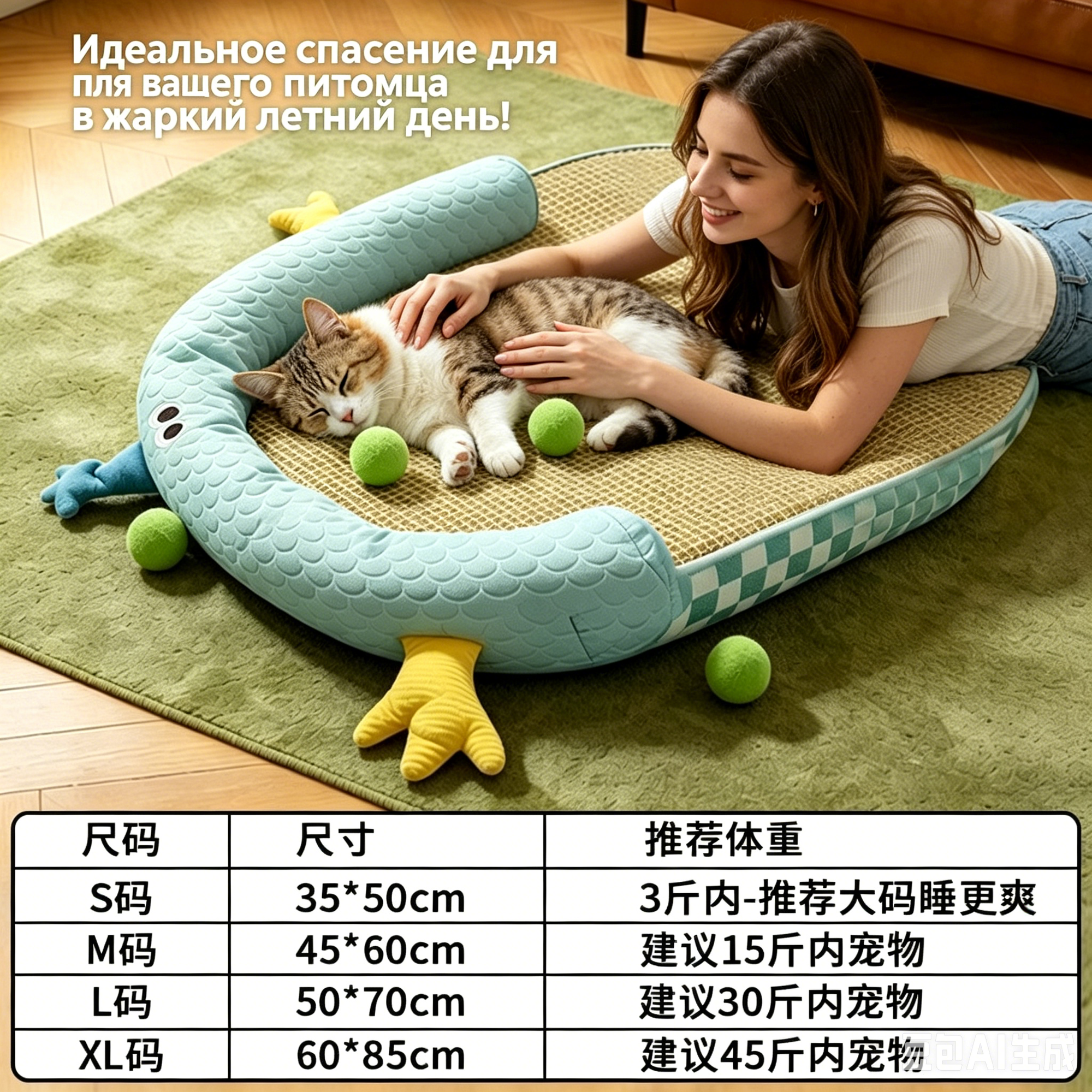 Летний коврик для животных, войлок, нескользящее основание, прямоугольный, 50x70 см