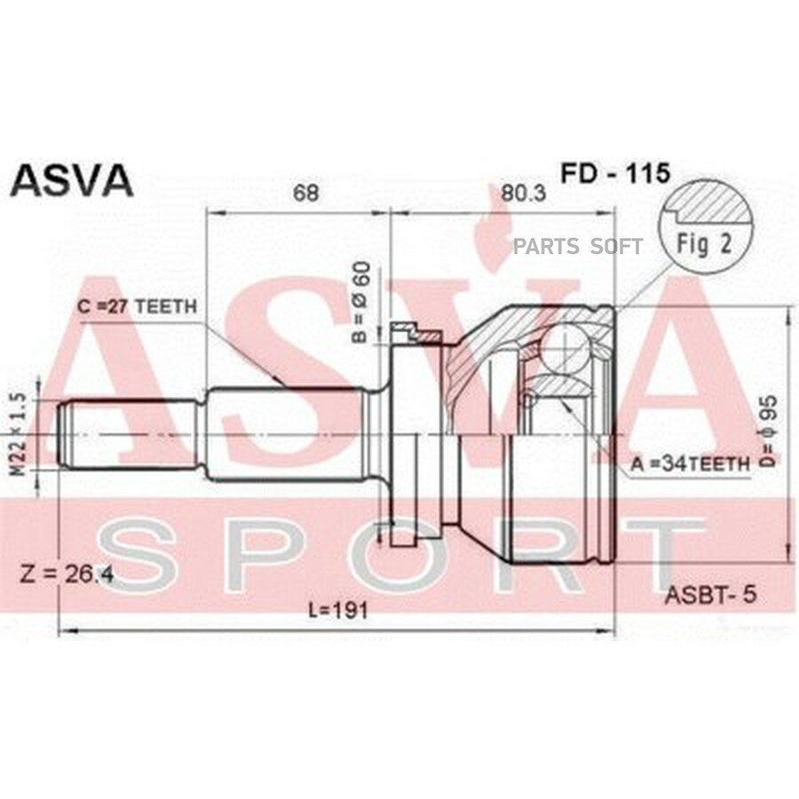 РЁР рр РРђР РЈР–РР«Р™ 34x60x27 от официального дистрибьютора, ASVA, артикул FD115
