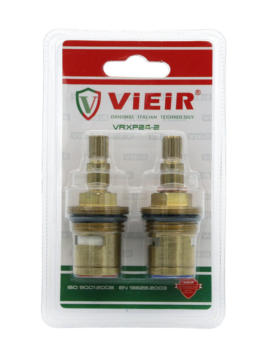 Набор кран-букс ViEiR, керамика/латунь, 2 шт, G 1/2", 60000 циклов, 24 шлица