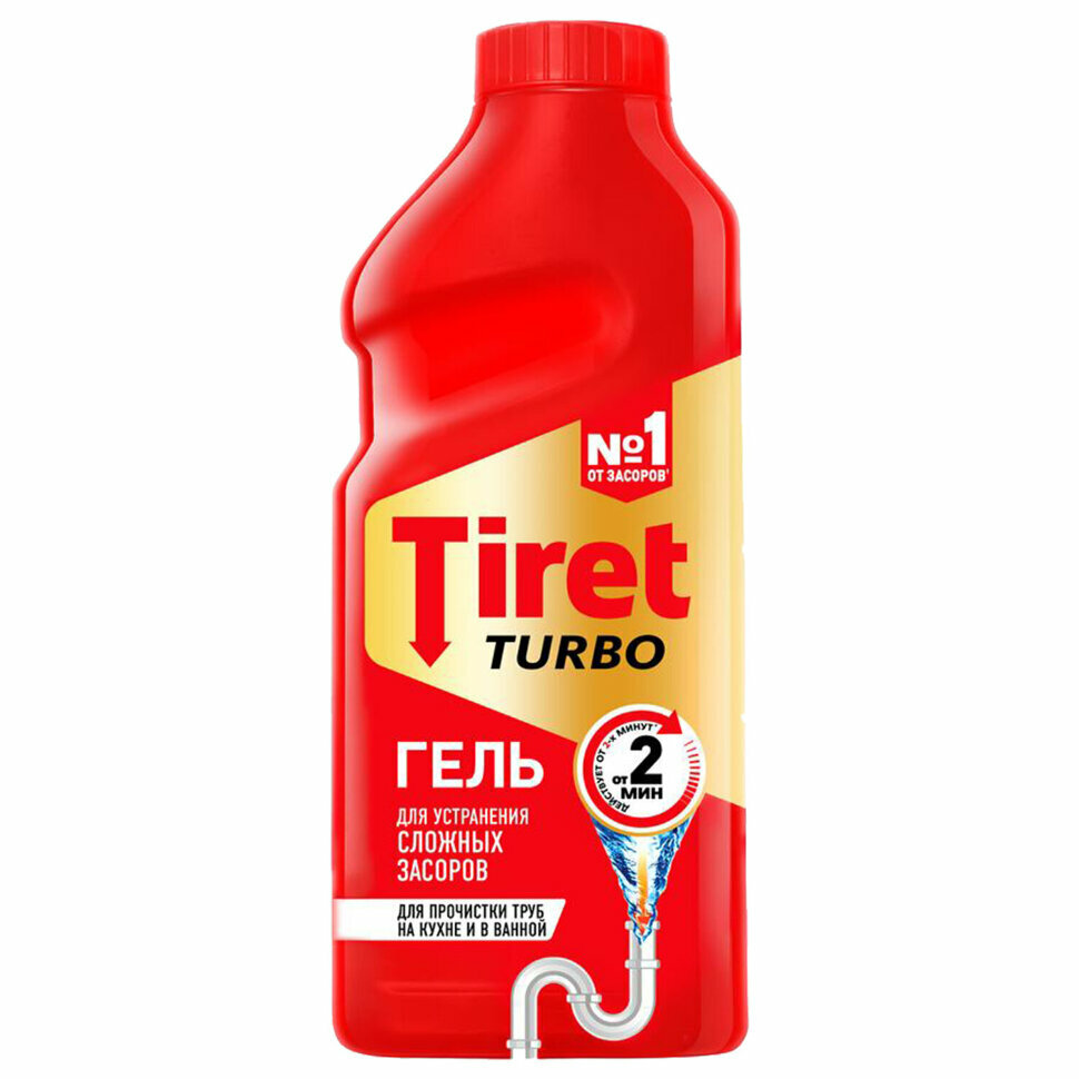 Средство для прочистки канализационных труб 500 мл, TIRET (Тирет) "Turbo", гель, 8147369, 602019