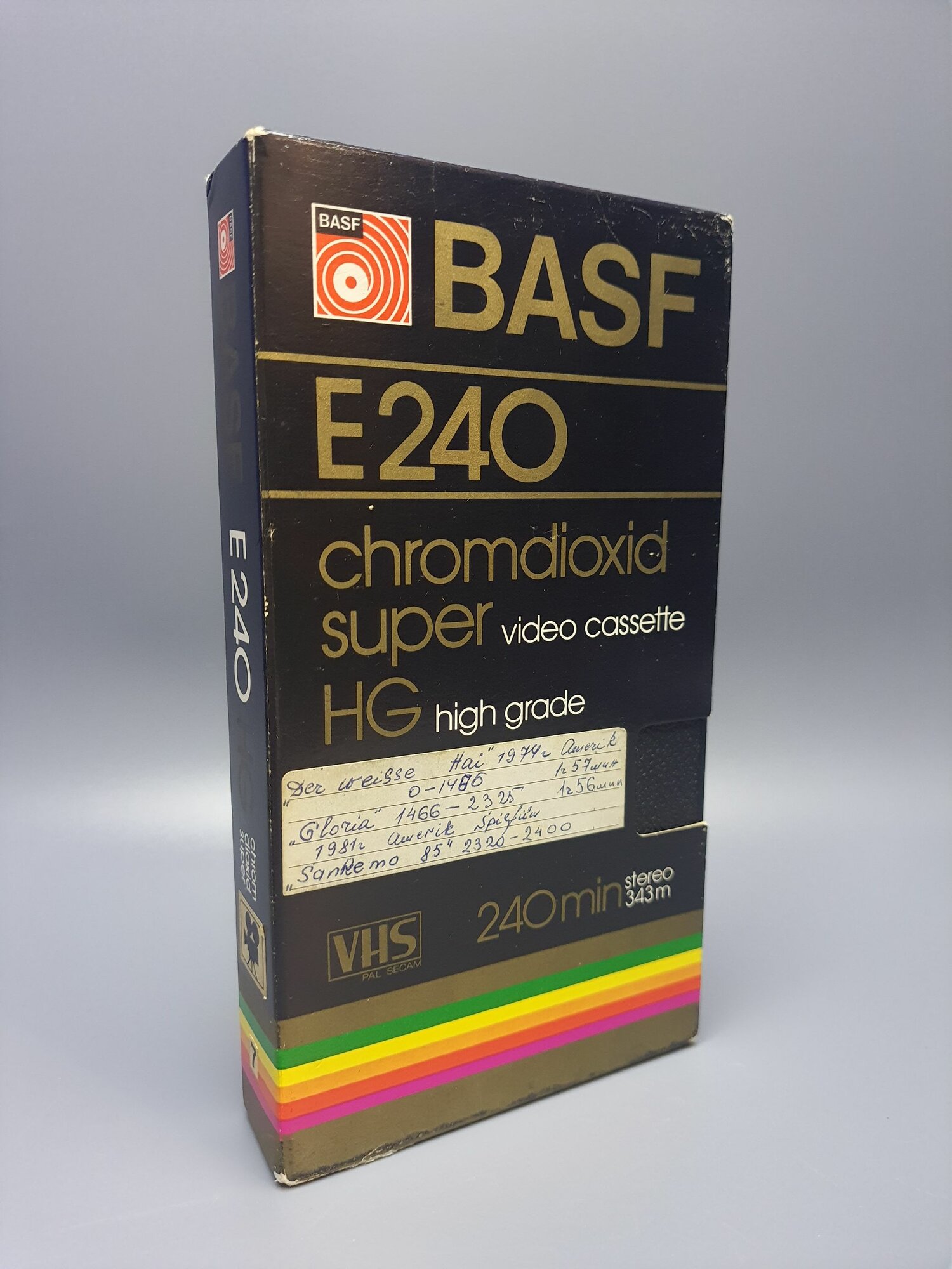 Видеокассета VHS BASF E 240 Chromdioxid Super HG, с записью фильма, Германия