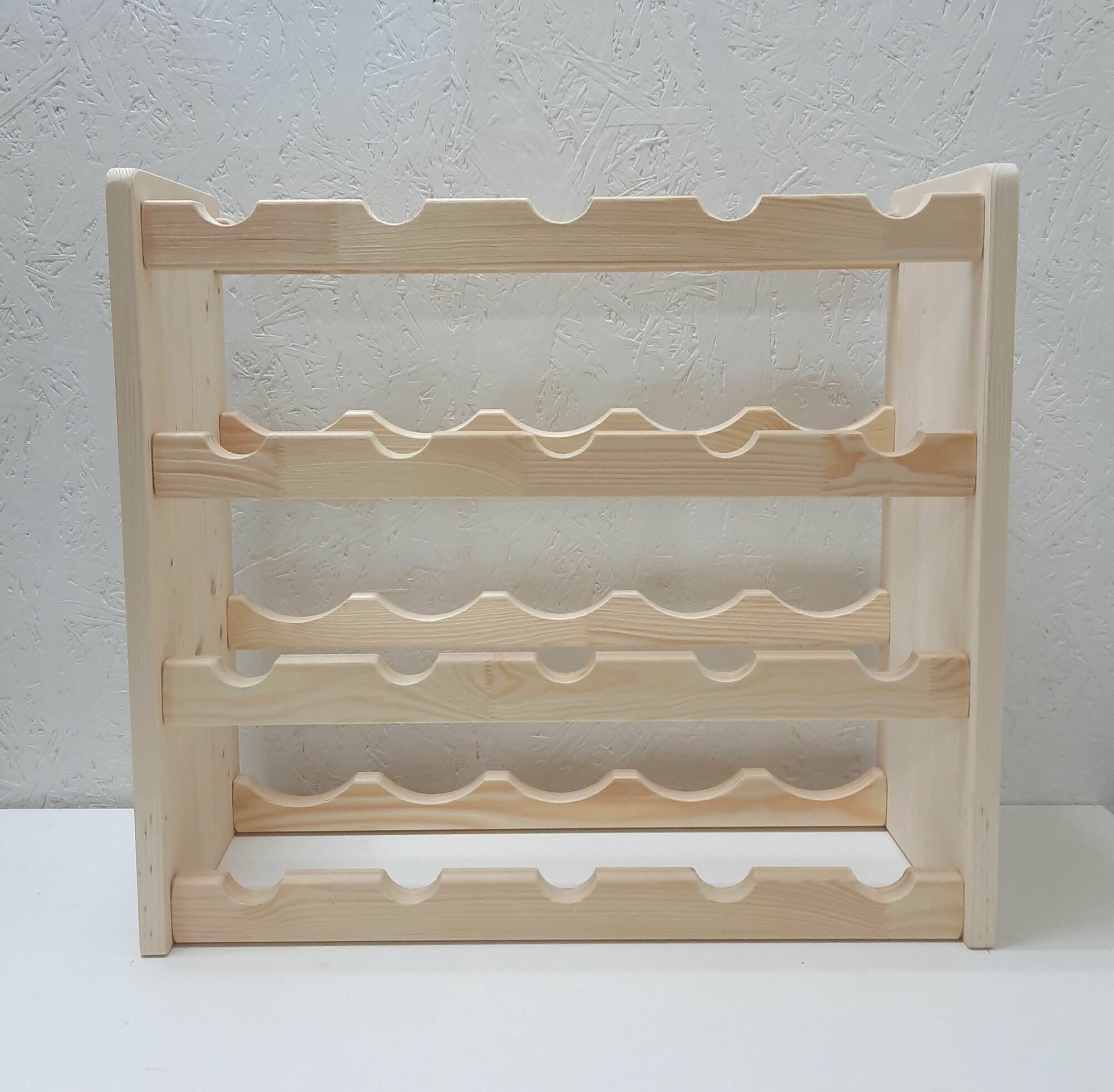 Стеллаж для вина и шампанского на 20 бутылок из дерева, размеры с бутылками Ш53.5хВ54хГ30, цвет дерева