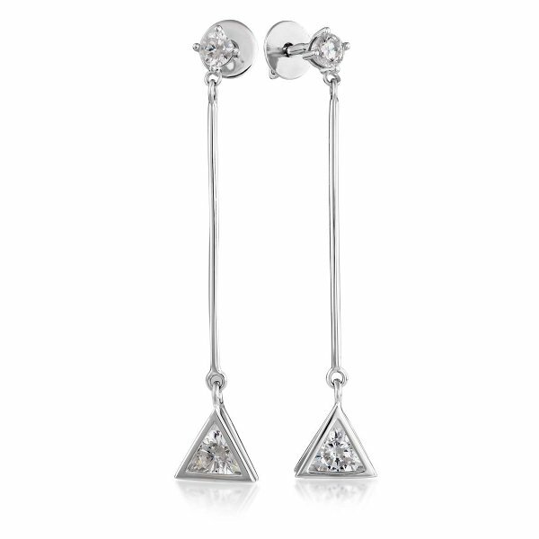 Серьги с подвесками, серебро, 925 проба, родирование, фианит