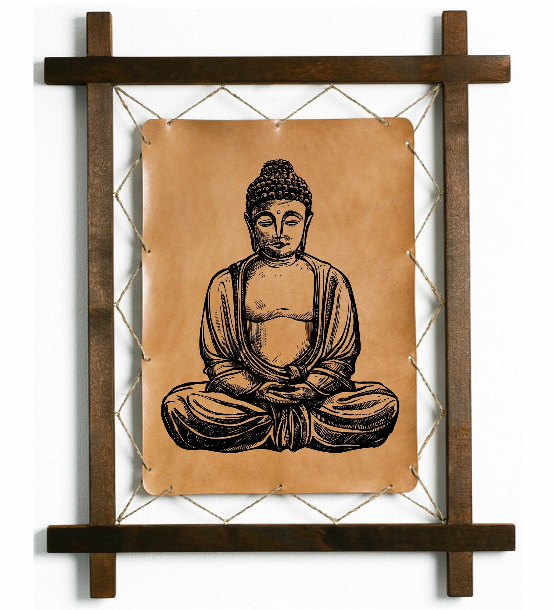 Картина интерьерная из кожи "Будда", BoomGift