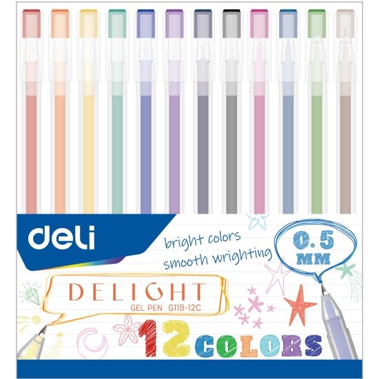 Набор ручек Deli гелев. ght EG119-12C (12шт)