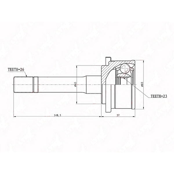 LYNXAUTO CO-5104 (0510035 / 12050446 / 12050475) шрус наружный к-кт\ Mazda (Мазда) bongo e2200 2.2d r2 97-03