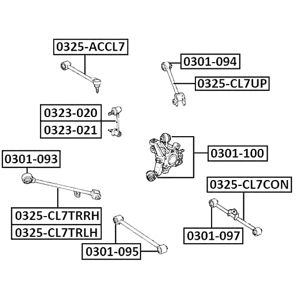 ASVA 0325-CL7TRLH (52375SEAE00) тяга задняя продольная правая