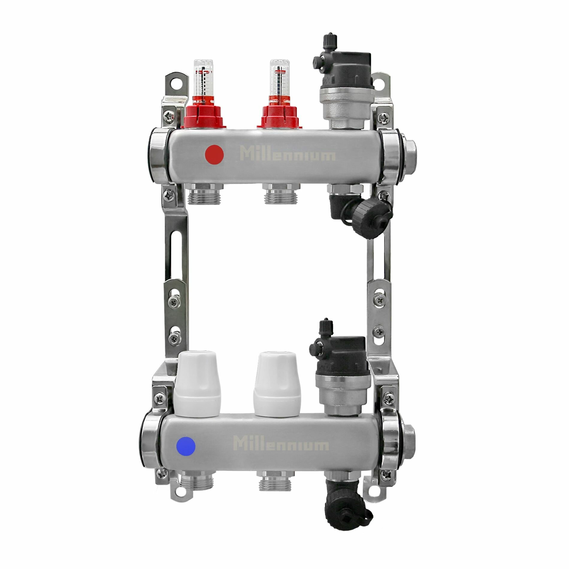Коллекторная группа Millennium KGBT1102 1", 2 выхода 3/4" нержавеющая сталь (с расходомерами)