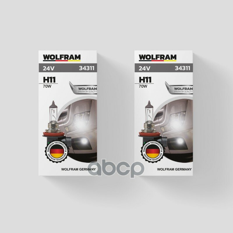 Лампа 24V H11 70W PGJ19-2 WOLFRAM HALOGEN BULB 1 шт. картон 34311 WOLFRAM арт. 34311