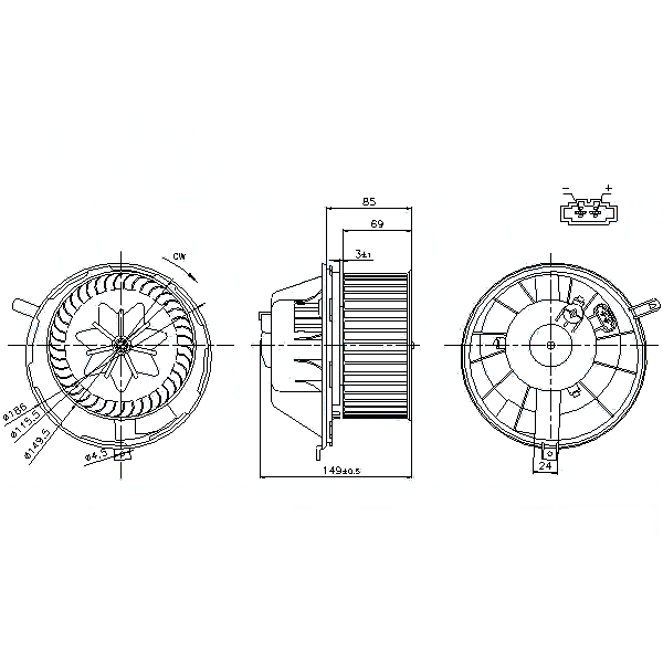 NISSENS 87034 (1K1819015 / 1K1819015C / 1K1819015D) вентилятор отопителя Audi (Ауди) a3 05 / 03- / tt 08 / 06-. VW Caddy (Кадди)