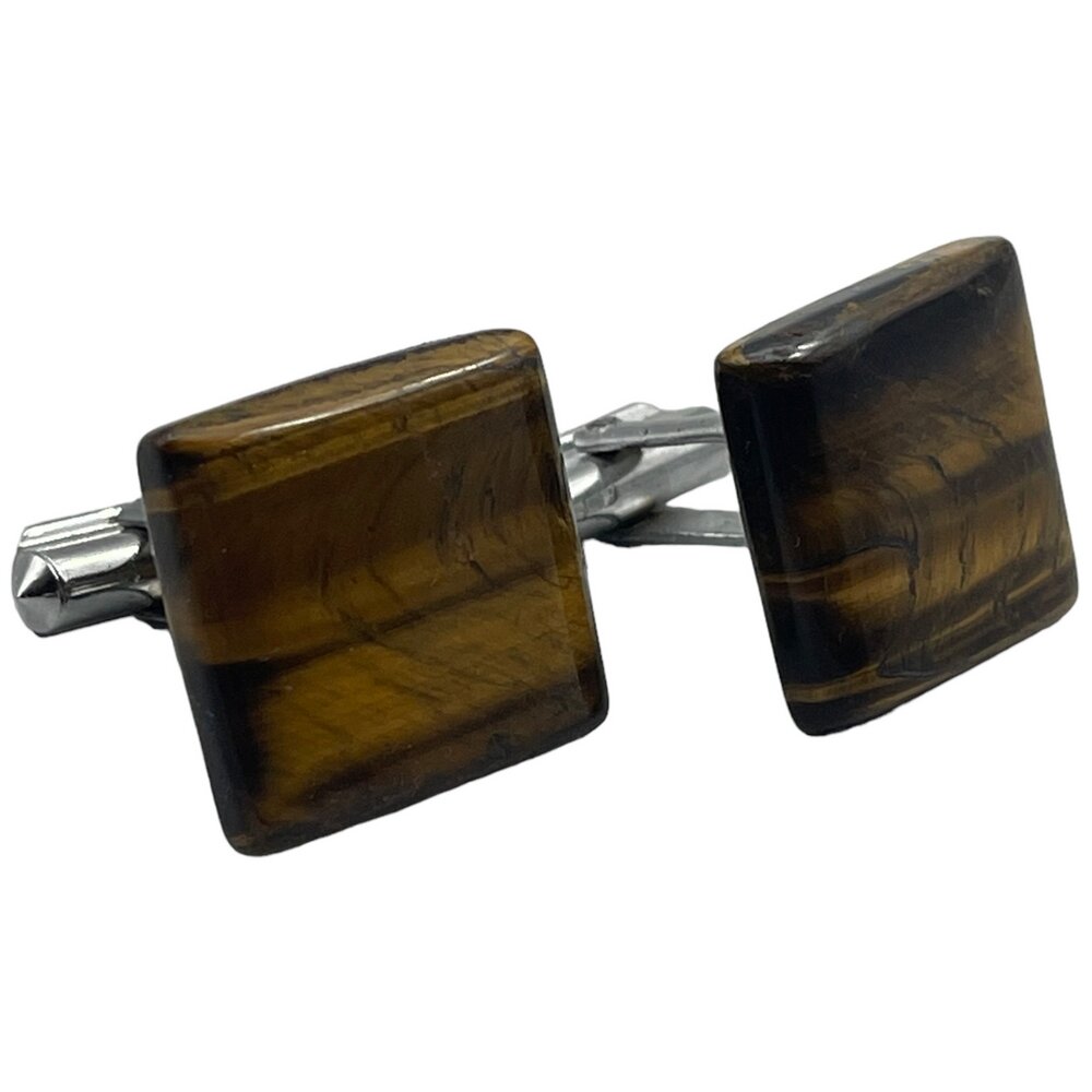 Запонки "Кошачий глаз", бижутерный сплав, 1960-1970 гг, СССР