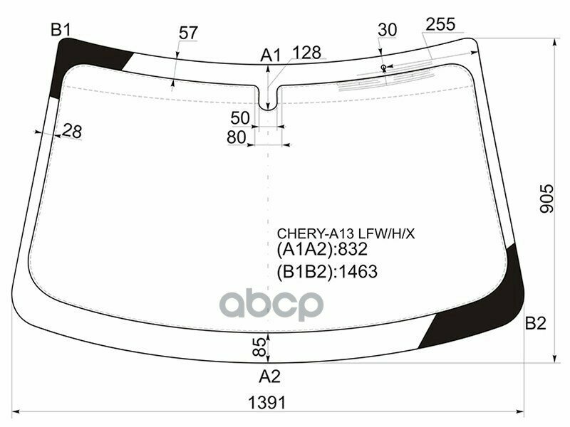 Стекло лобовое (Антенна) Chery Bonus A13 11-16 / Very A13 11-16 XYG арт. CHERY-A13 LFW/H/X