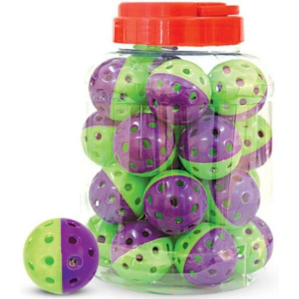 Triol Игрушка для кошек Мяч-погремушка, фиолетово-зеленый, d4см (банка 25шт.)