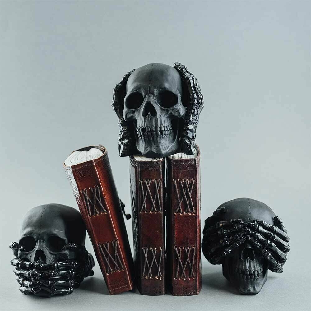 Набор Статуэтки "Три мудрых черных черепа" 3 штуки 12см