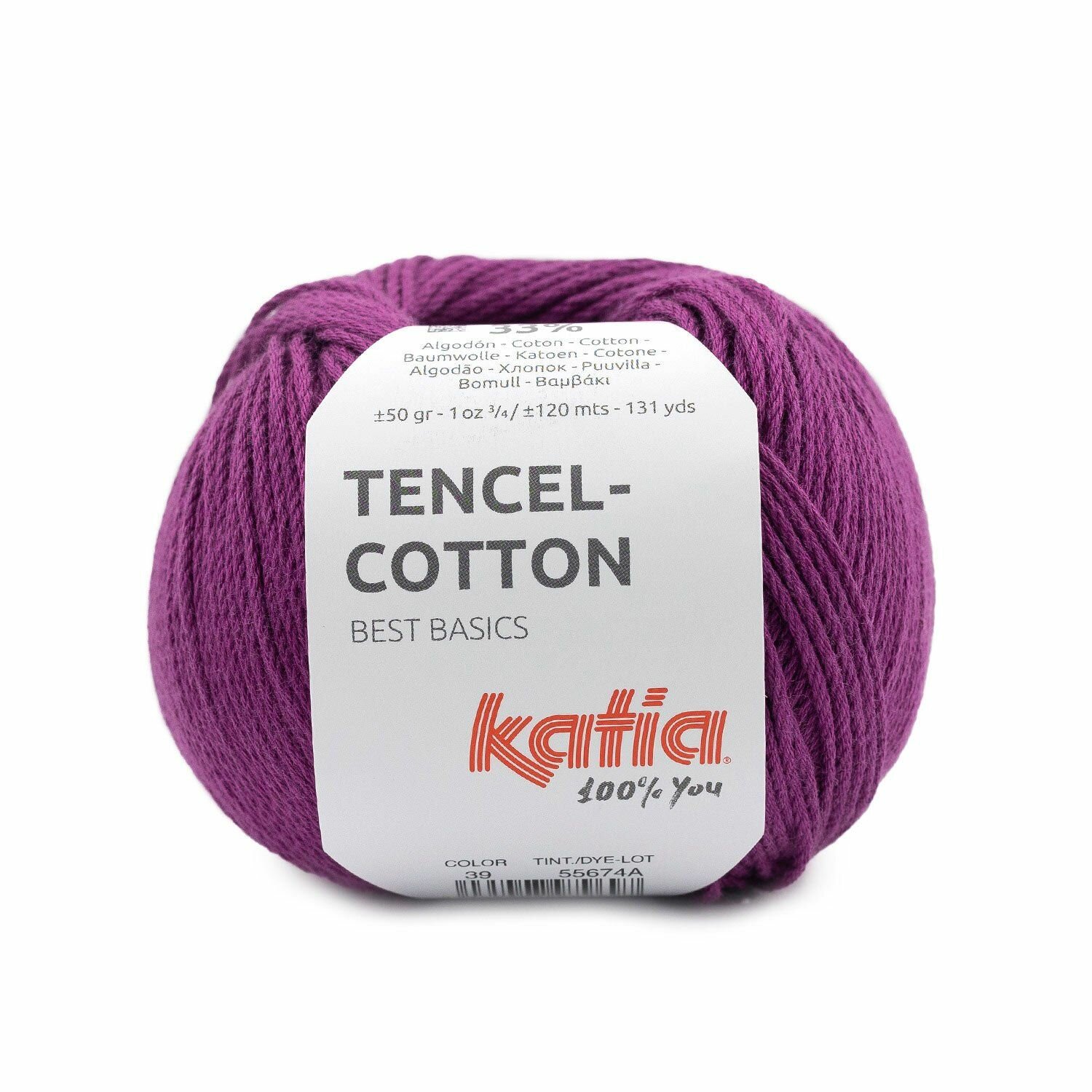 Пряжа для вязания Katia Tencel-Cotton (39 Traffic purple) 1 моток 50 г/120 м