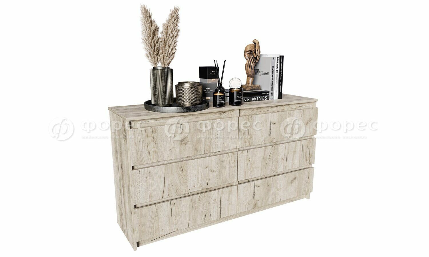 СГ Норд Комод №7, дуб крафт серый (Форес)