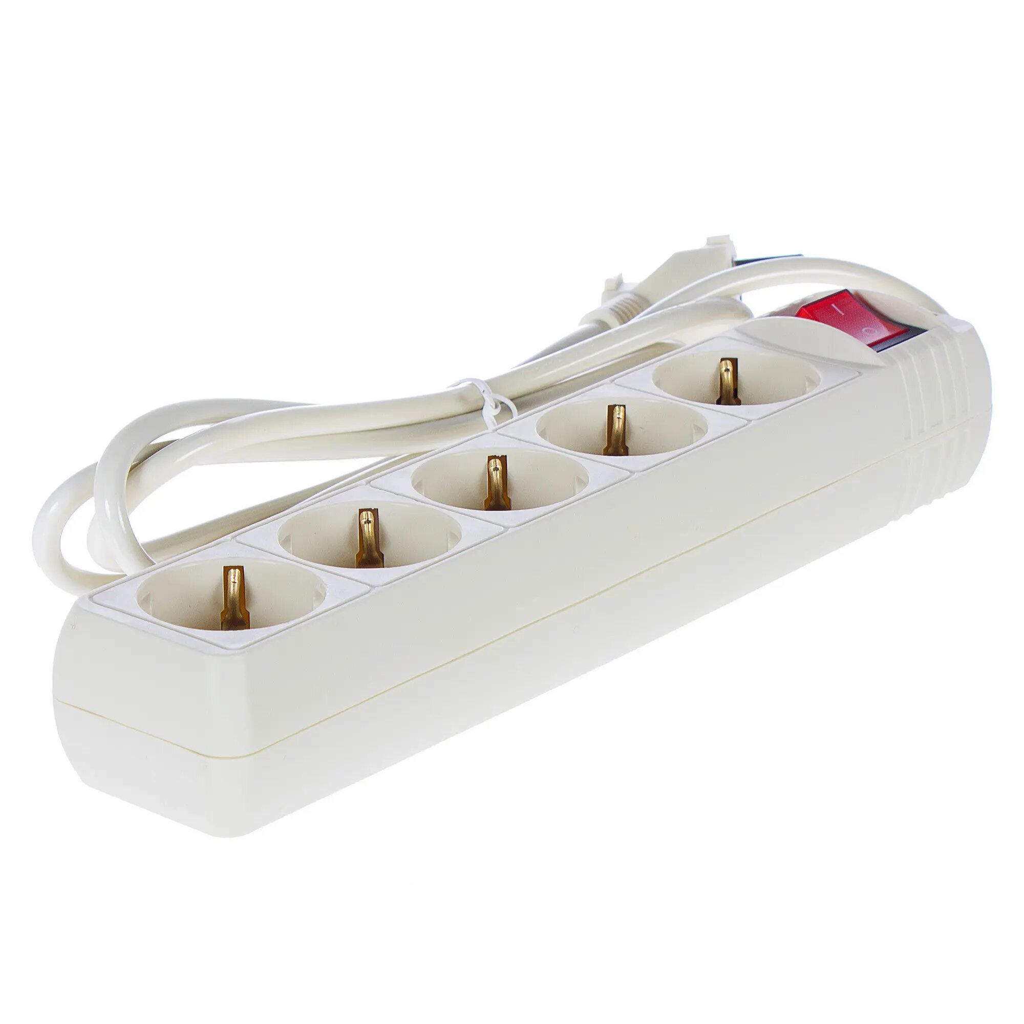 Удлинитель бытовой Skybeam 5 розеток с заземлением 3x1 мм 1.5 м 3500 Вт цвет бежевый