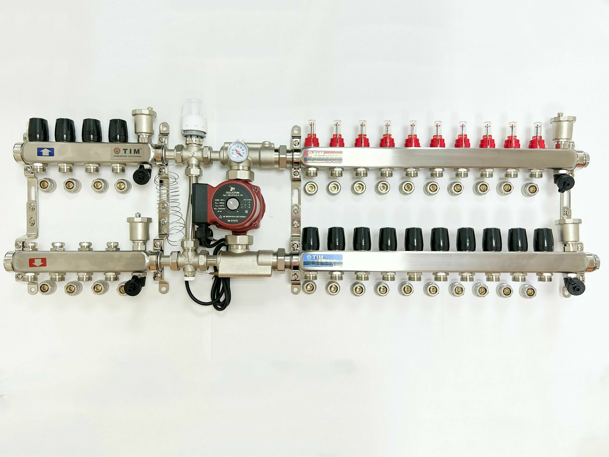 Комплект для подключения тёплого водяного пола на 10 выходов и радиаторов отопления 4 шт