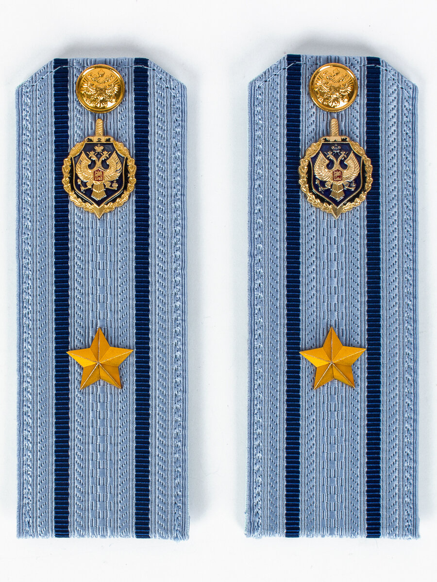 Погоны Фсб голубые на рубашку, звание Майор 14х5см Пластик