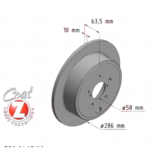 ZIMMERMANN 530.2465.20 (26700FG000) диск тормозной задний 286x10 / 64-5x100\ Subaru (Субару) Forester (Форестер)