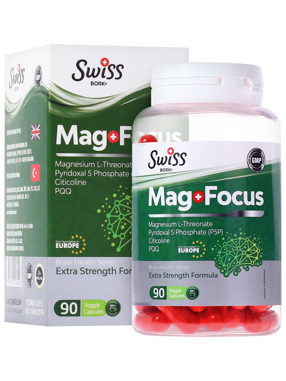 Swiss bork MAG-FOCUS B6 90 capsule / Магний L-Треонат Б6 90 капсул