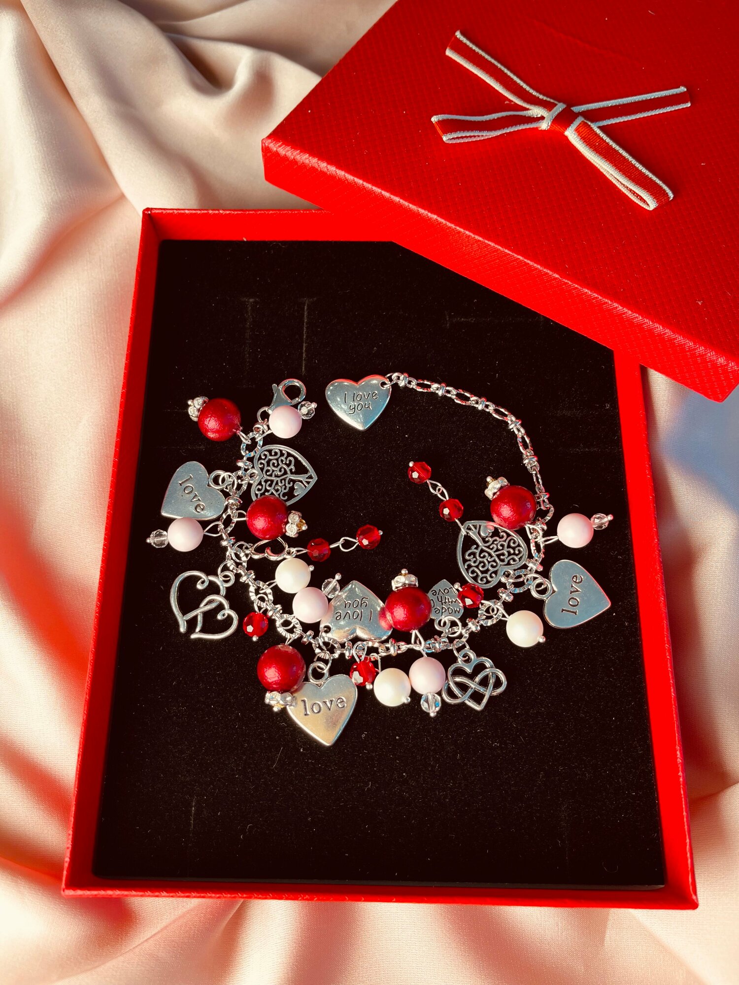 Браслет-цепочка, стразы, кристаллы Swarovski, жемчуг имитация