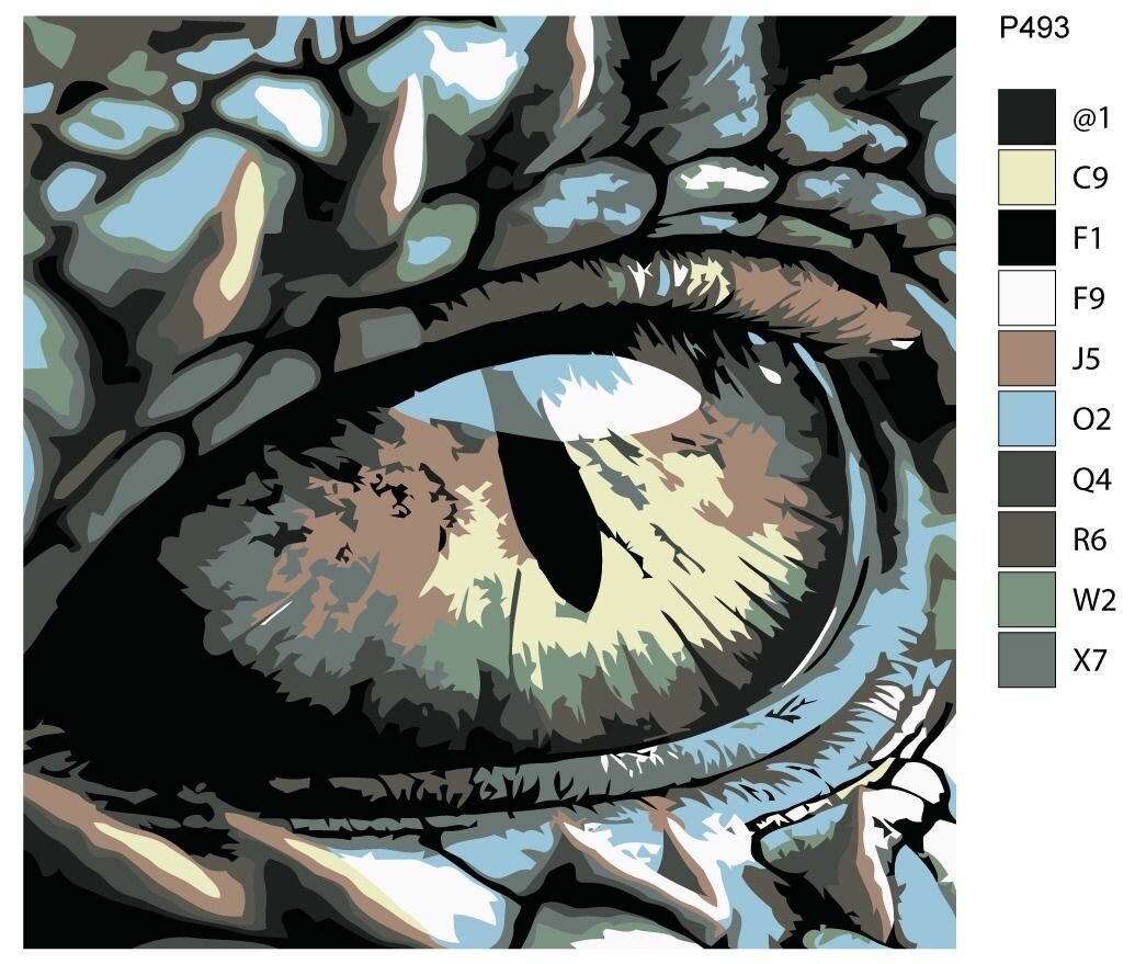 Детская картина по номерам P493 "Серый глаз дракона" 30x30