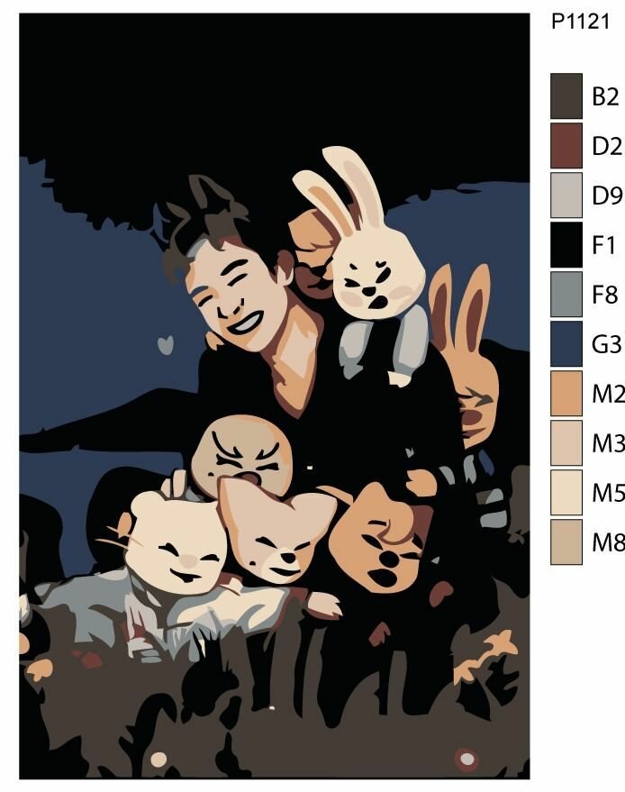 Детская картина по номерам P1121 "K-pop группа - Stray Kids (Стрей Кидс). Бан Чан (Bang Chan)" 20x30