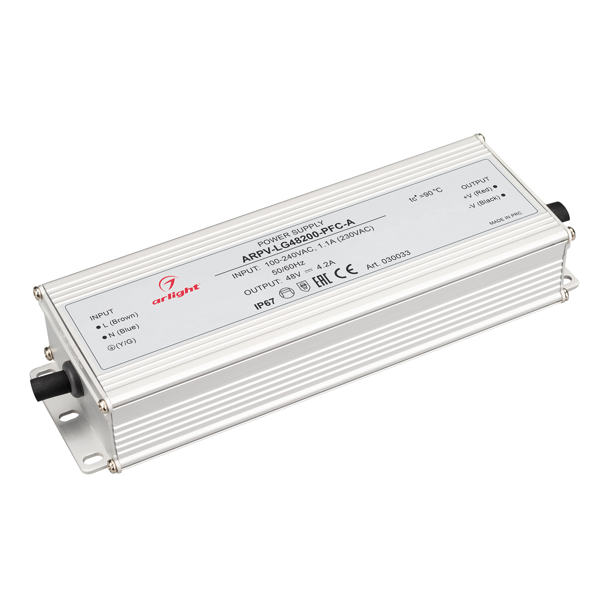 Источник напряжения Arlight Блок питания ARPV-LG48200-PFC-A (48V, 4.2A, 200W) (ARL, IP67 Металл, 5 лет)