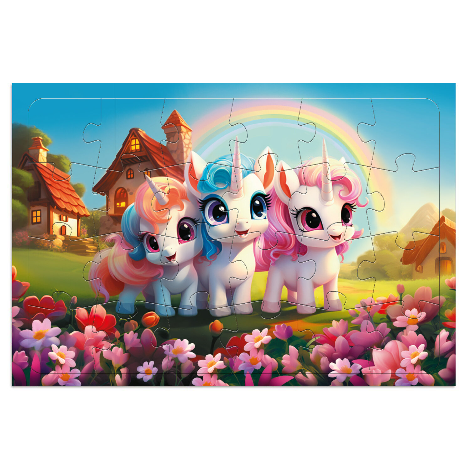 Волшебные единорожки. 24 детали/Пазл на подложке